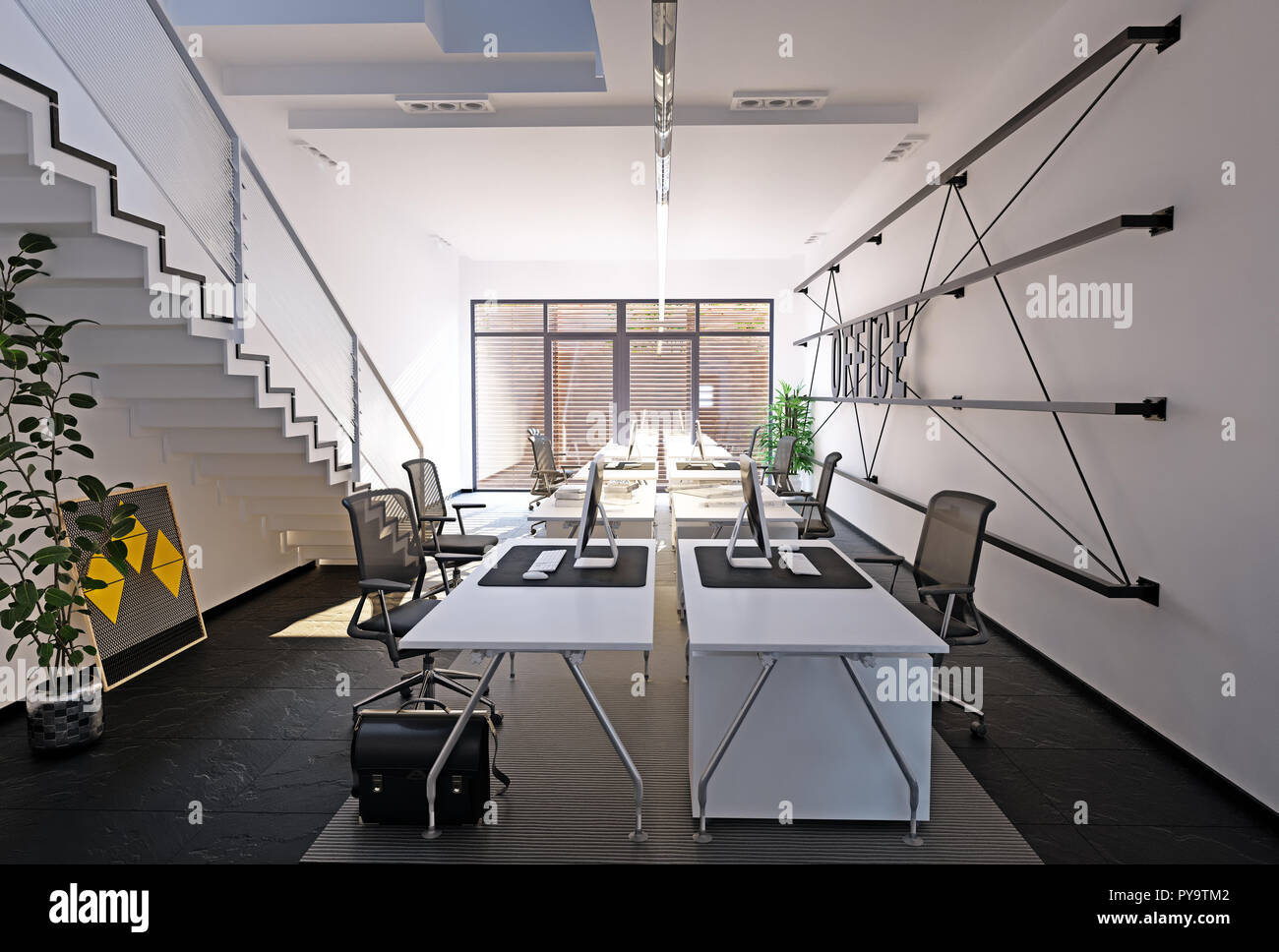 modern office interior. 3D rendering concept Stock Photo - Alamy