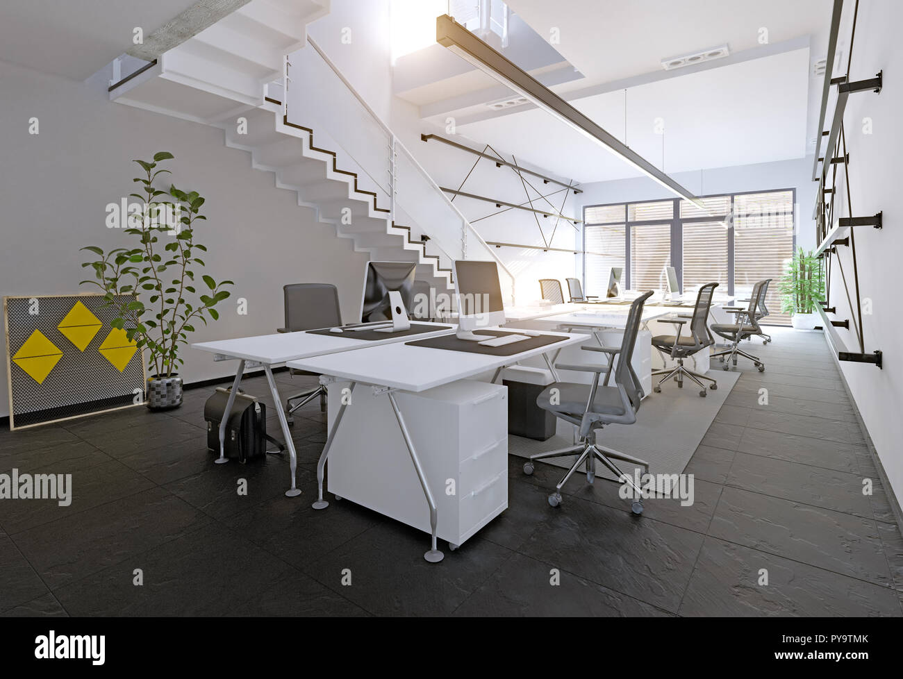 modern office interior. 3D rendering concept Stock Photo - Alamy