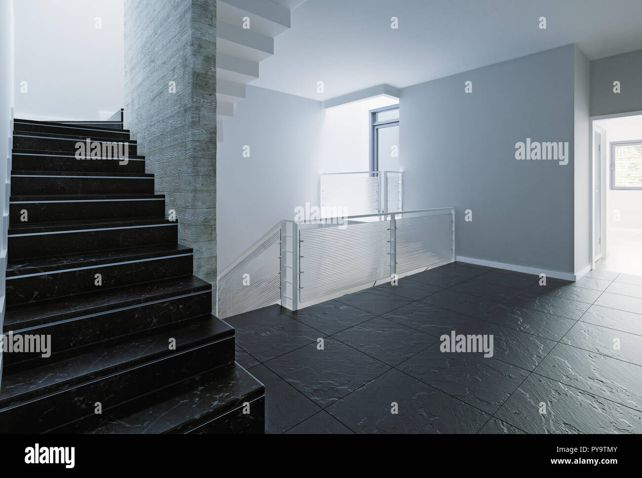 staircase corridor interior design. 3d rendering concept Stock Photo ...