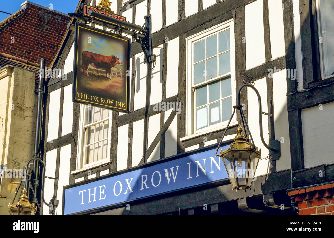 Around Salisbury, a Wiltshire city, England UK, The Ox Row Inn Stock ...