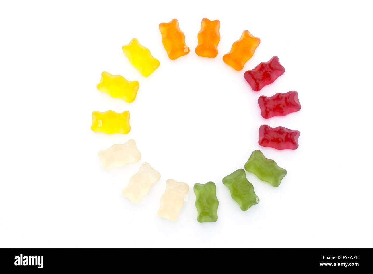 Rainbow jelly bears in a circle Stock Photo - Alamy