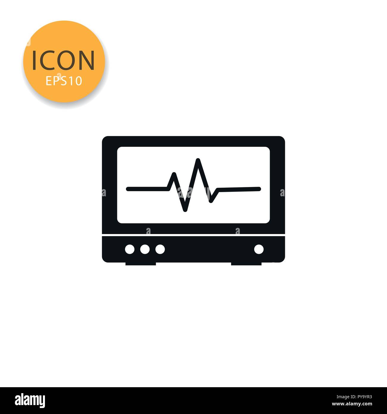Pulse monitoring icon flat style in black color vector illustration on ... Pulse monitoring icon flat style in black color vector illustration on ...