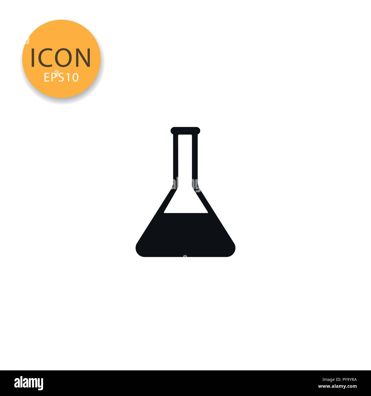 Laboratory chemical glass lab icon flat style in black color vector ...