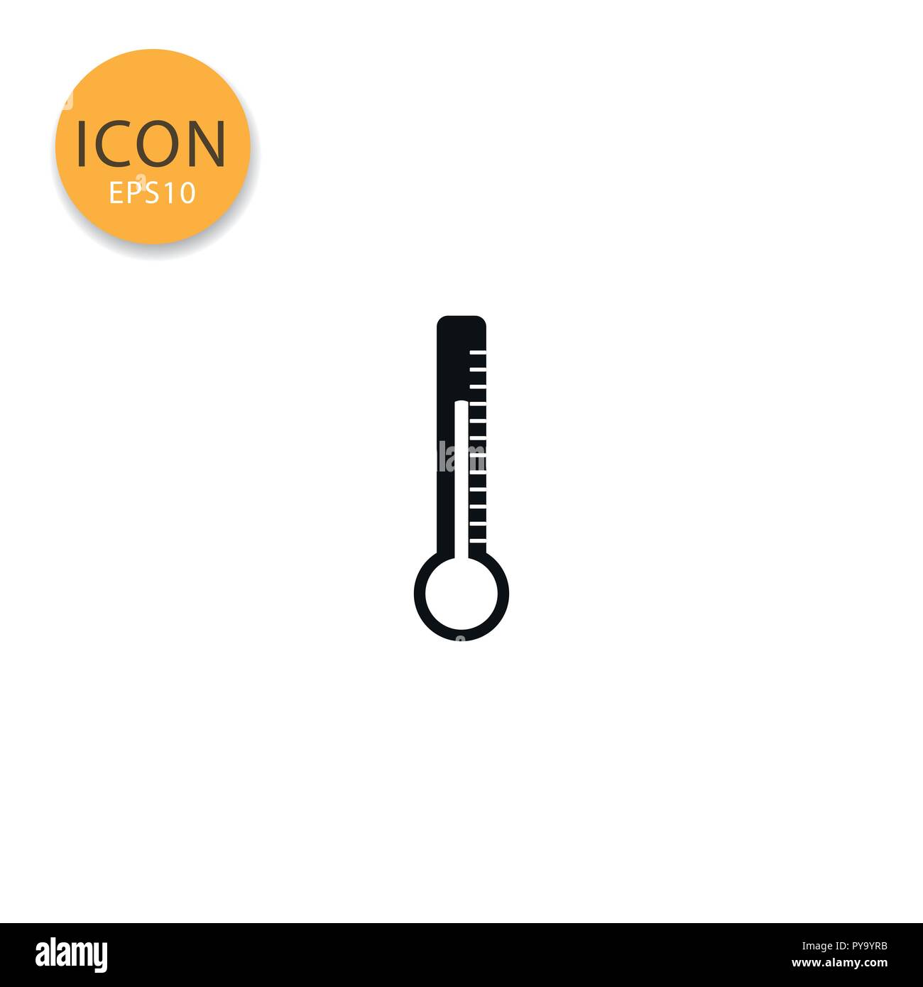 Thermometer icon flat style in black color vector illustration on white ...