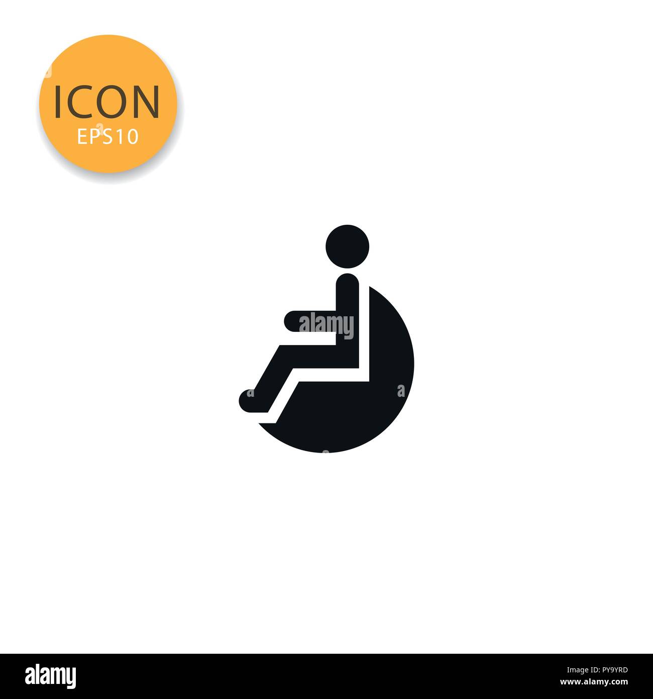Disabled handicap icon flat style in black color vector illustration on ...