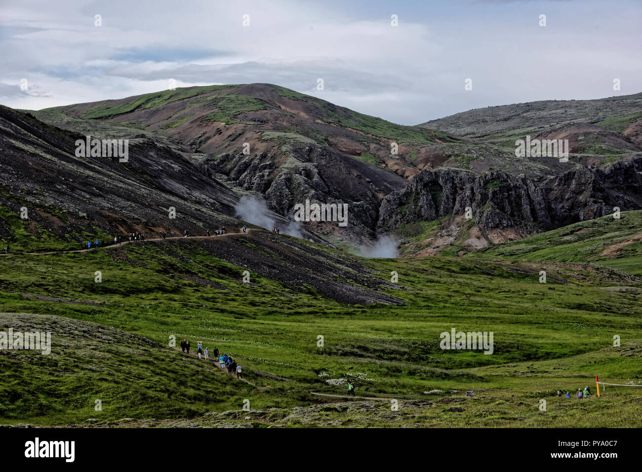 Near Hveragerði, Iceland. The geothermal hot river at Reykjadalur is a ...