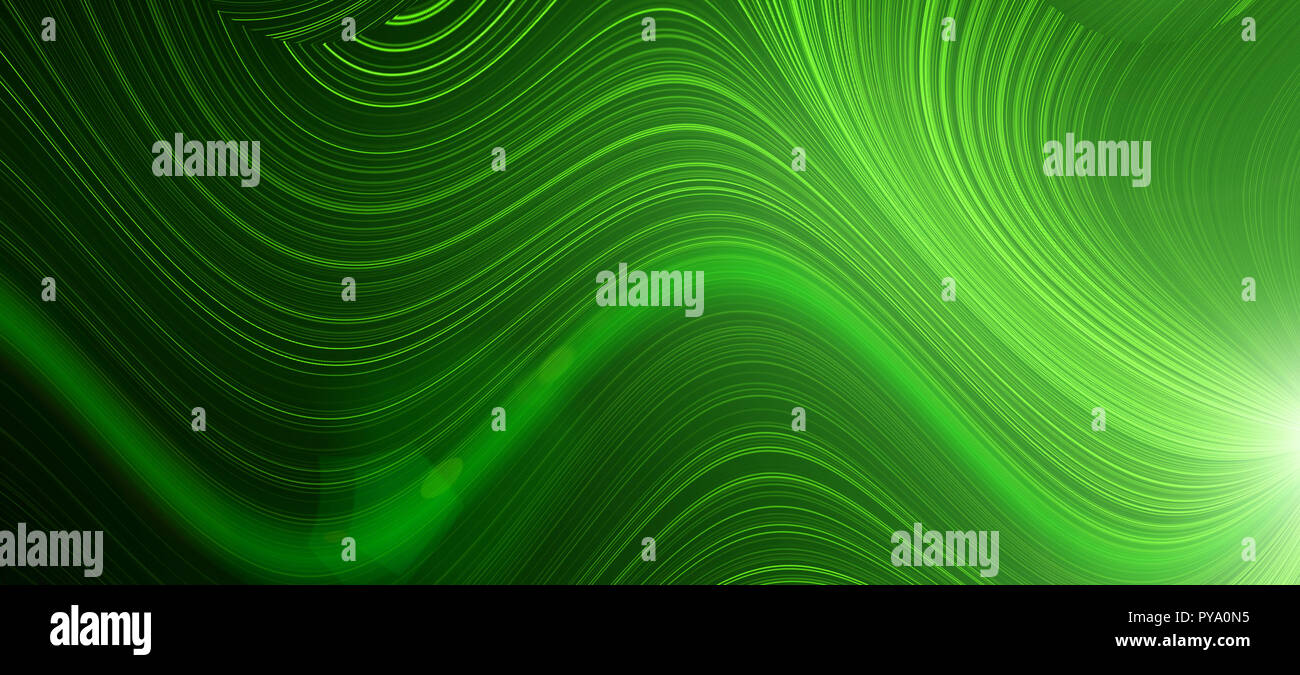 Bright green glow flux effect wavy pattern. Dynamic motion energy ...