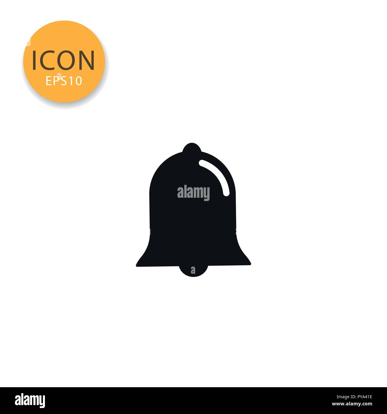 Bell icon flat style in black color vector illustration on white ...