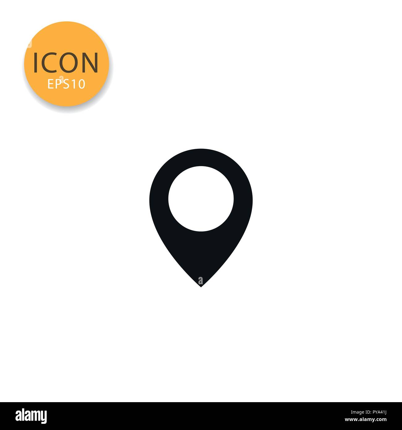 Map pin icon flat style in black color vector illustration on white ...