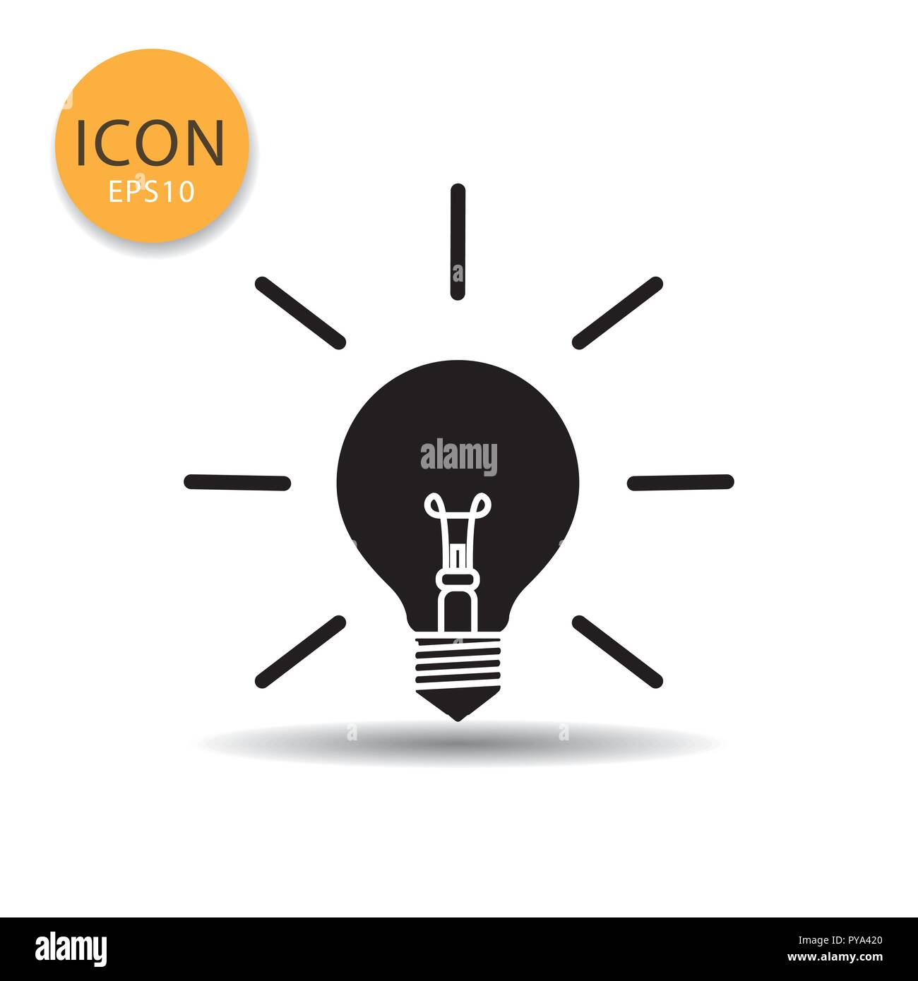 Simple bulb lamp icon or symbol for web on white background Stock ...