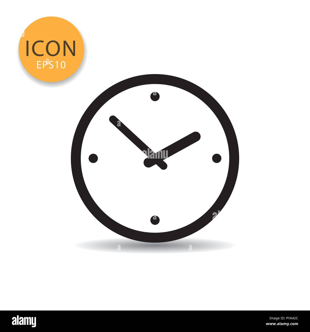 Clock icon flat style in black color vector illustration on white ...