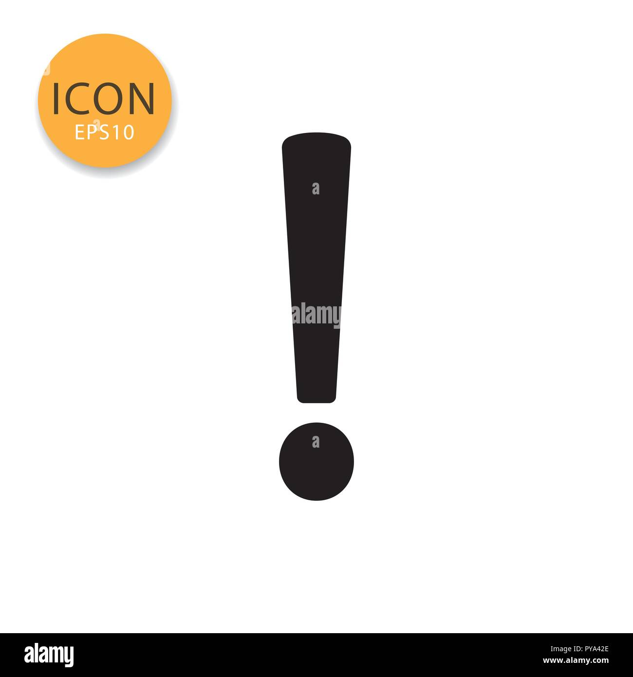Exclamation mark icon flat style in black color vector illustration on ...