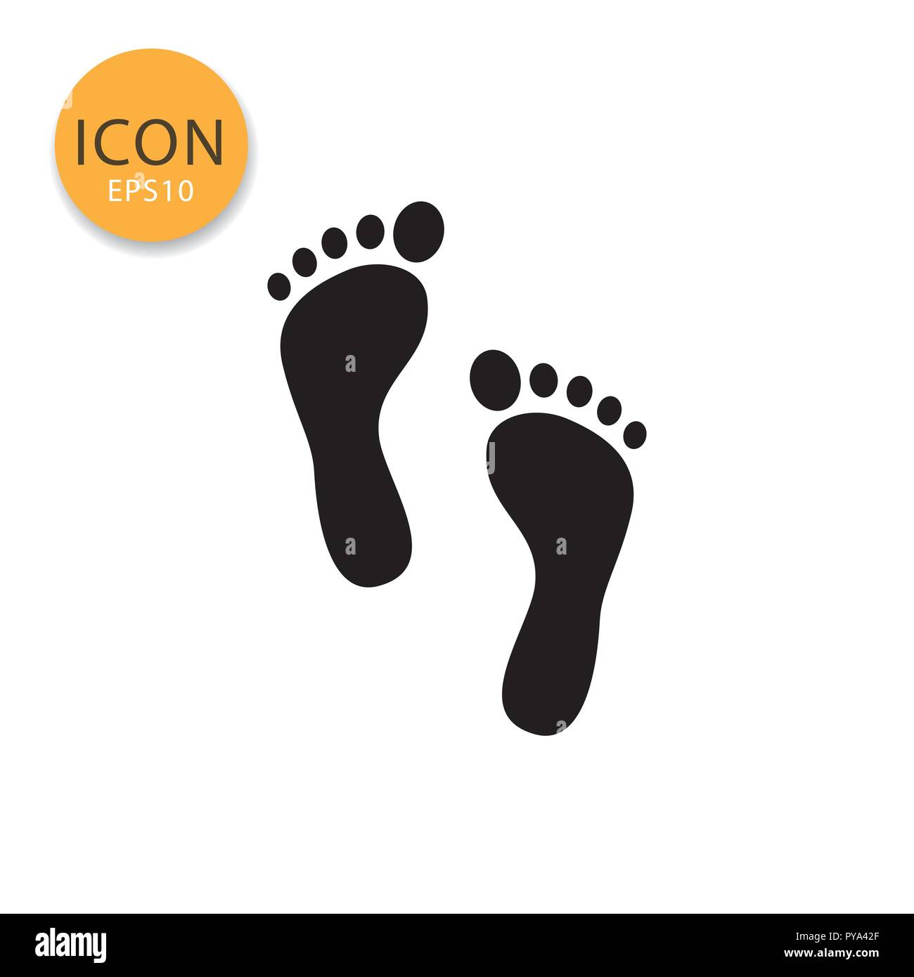 Foot print icon flat style in black color vector illustration on white ...