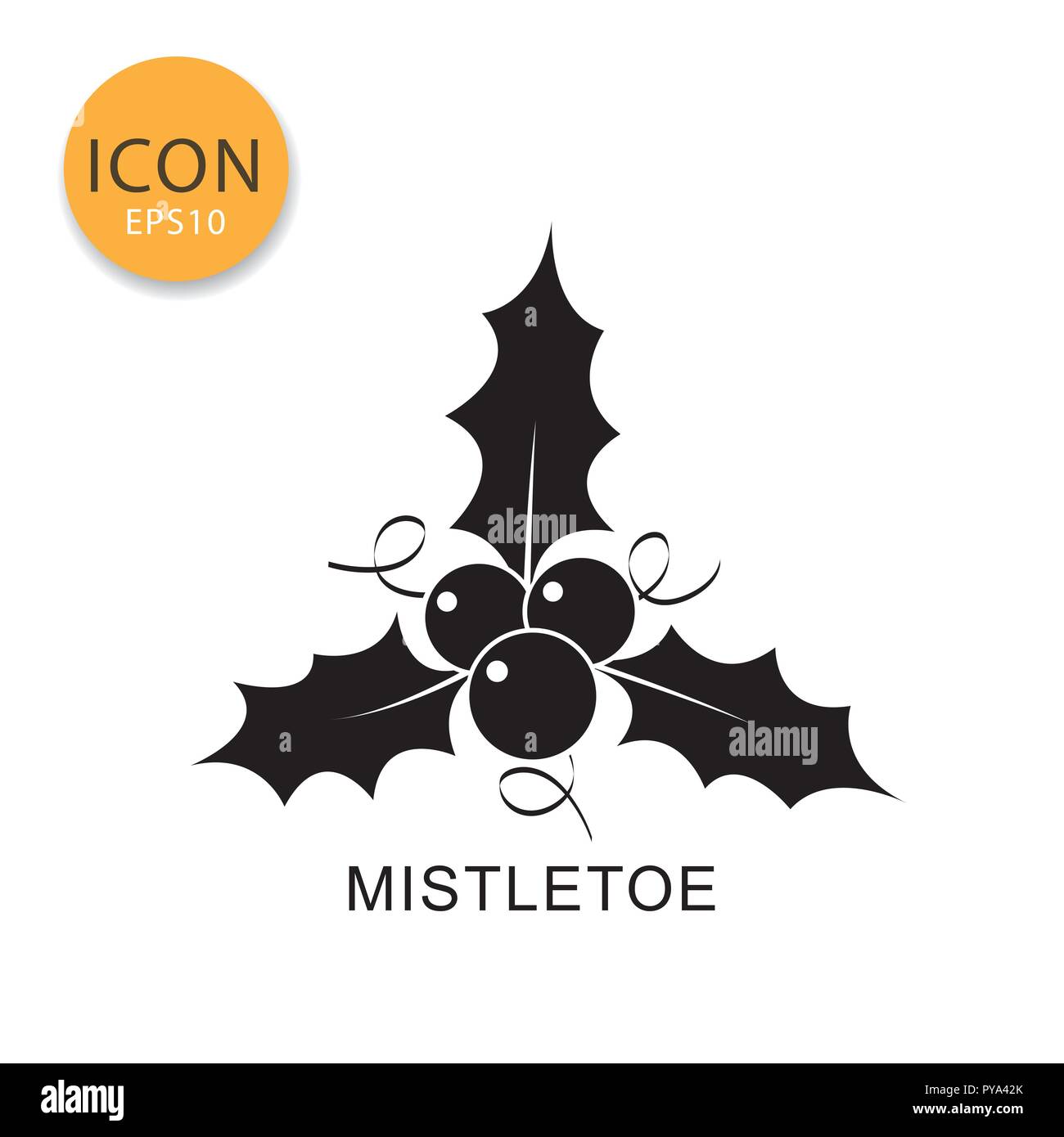 Mistletoe icon flat style in black color vector illustration on white ...