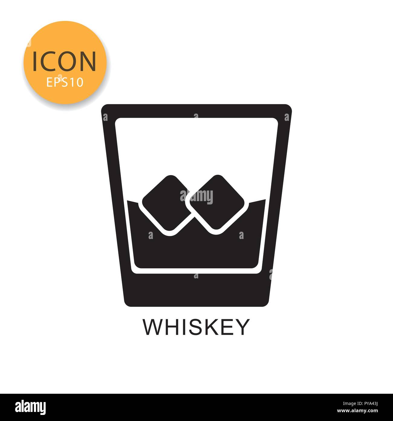 Whiskey glass icon flat style in black color vector illustration on ...