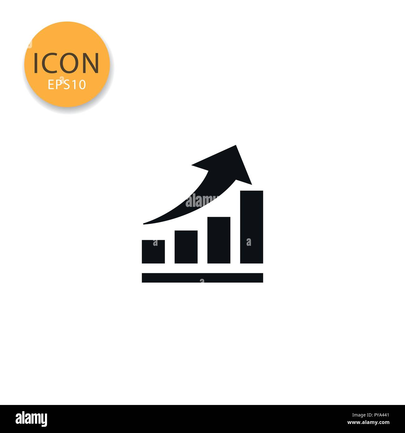 Up trend chart icon flat style in black color vector illustration on ...