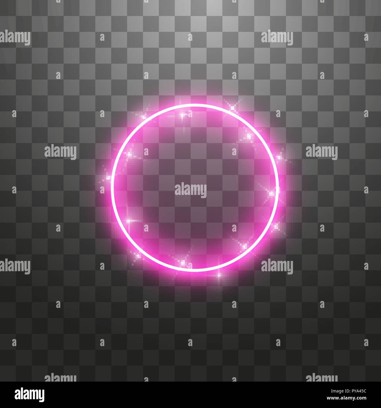Vector light ring. Round shiny frame with lights dust trail particles ...