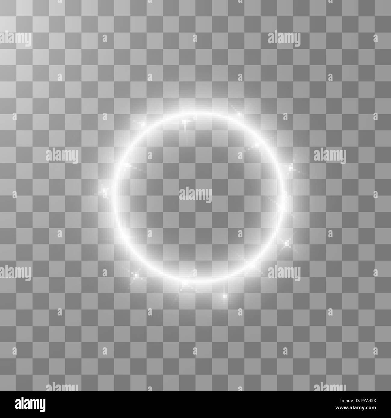Vector light ring. Round shiny frame with lights dust trail particles ...