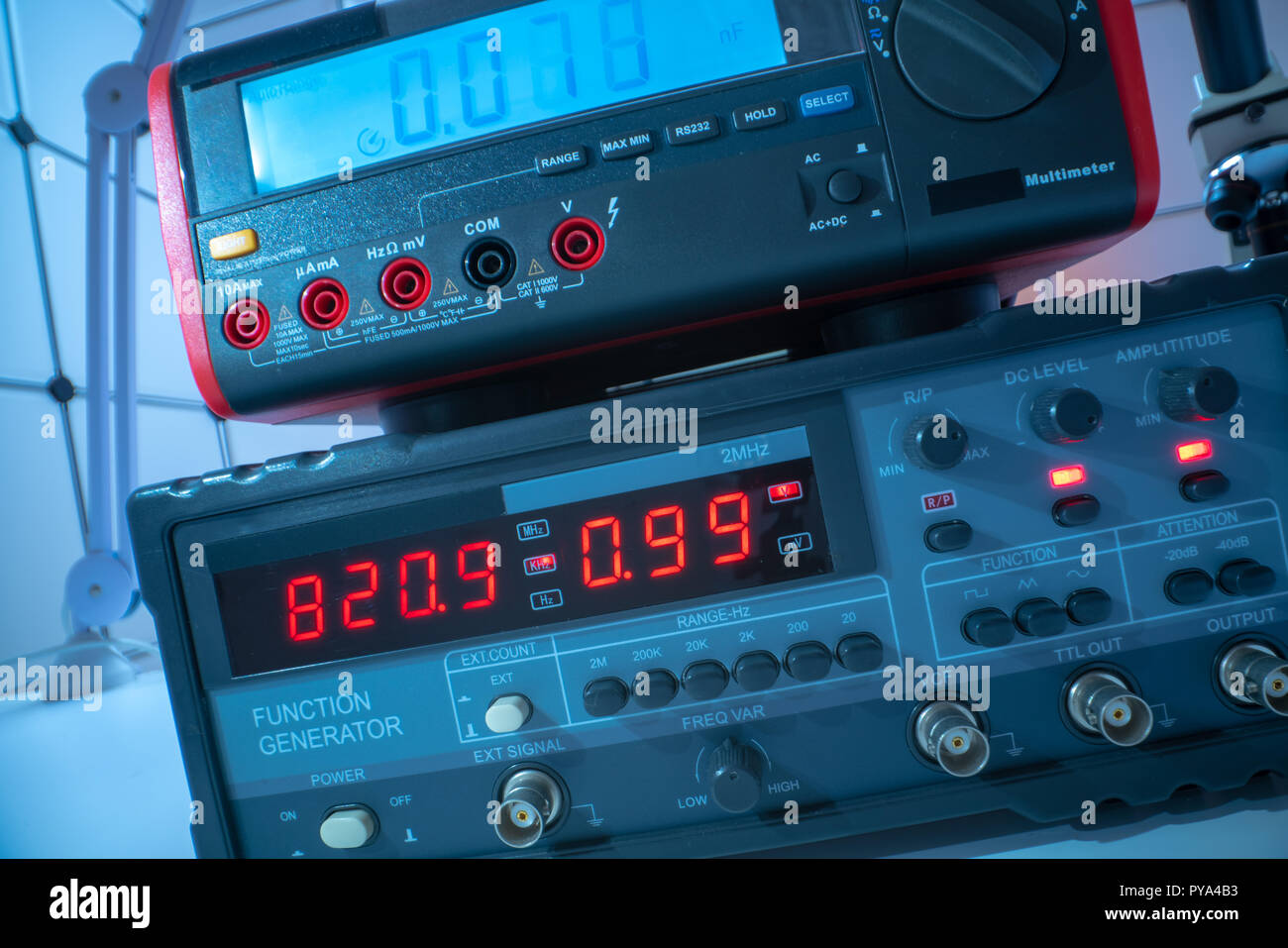 Electronic measuring instrument. Function generator and Multimeter ...