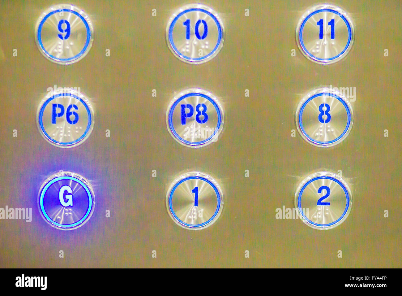 Elevator buttons pressed G down to ground floor. Elevator button ...