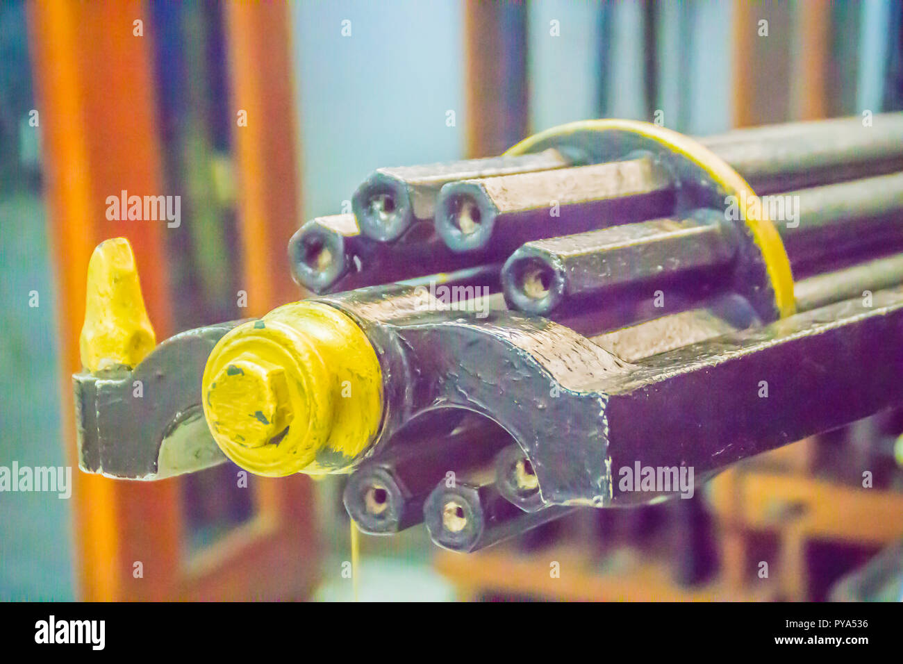 Vintage old Gatling gun, one of the best-known early rapid-fire spring ...