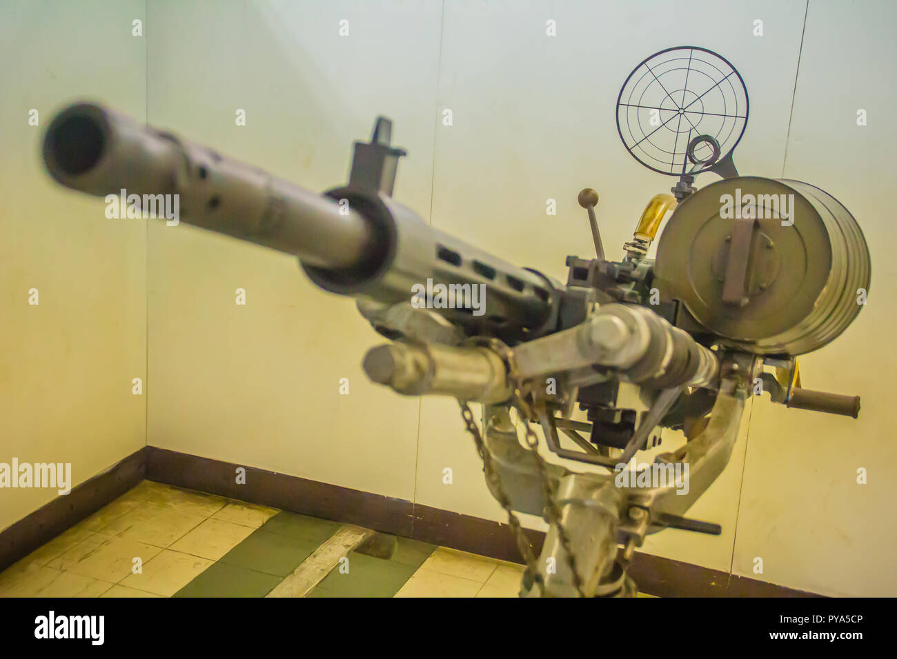 Vintage old 20 mm anti-aircraft Madsen machine cannon, was produced by ...