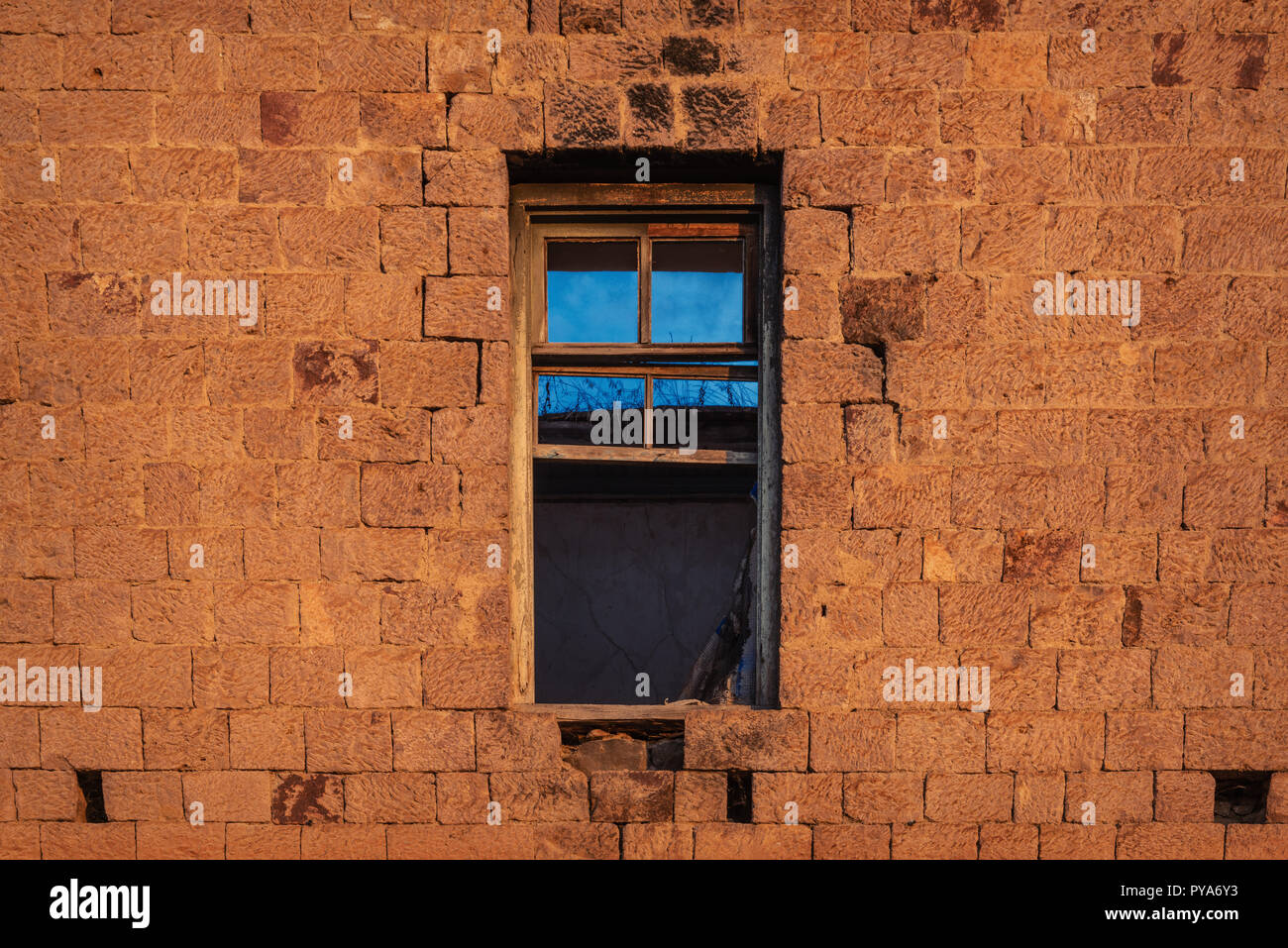 Window in wall of old ruined abandoned house Stock Photo - Alamy