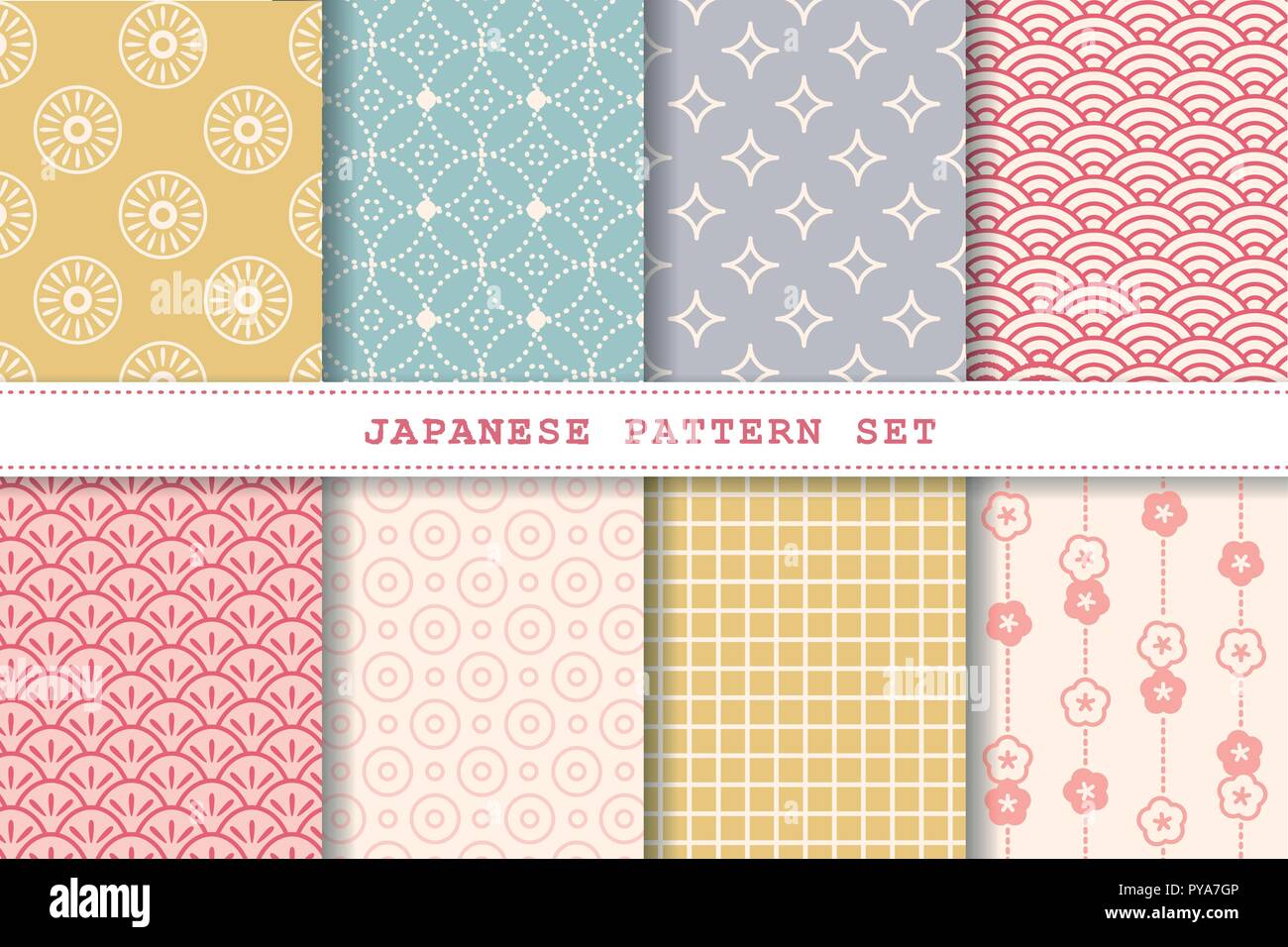 Japanese pattern set collection for design uses Stock Vector Image ...