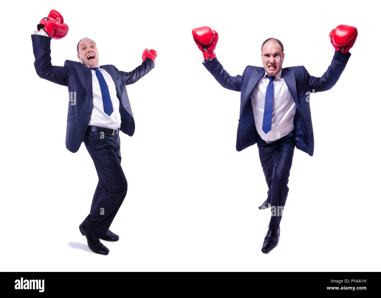 Young businessman boxer isolated on white Stock Photo - Alamy