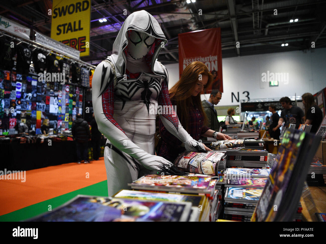 Inside the London Comic Con at the ExCel London Stock Photo - Alamy