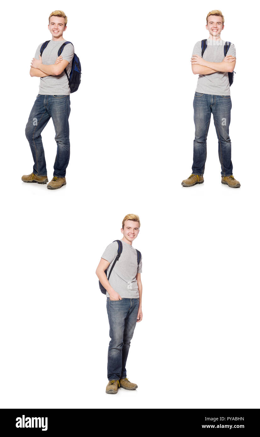 Young student isolated on white background Stock Photo - Alamy