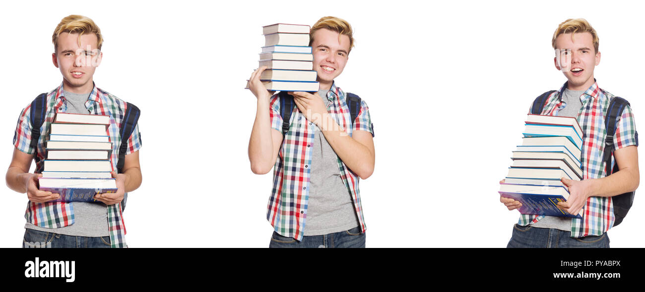 Young student isolated on white background Stock Photo - Alamy