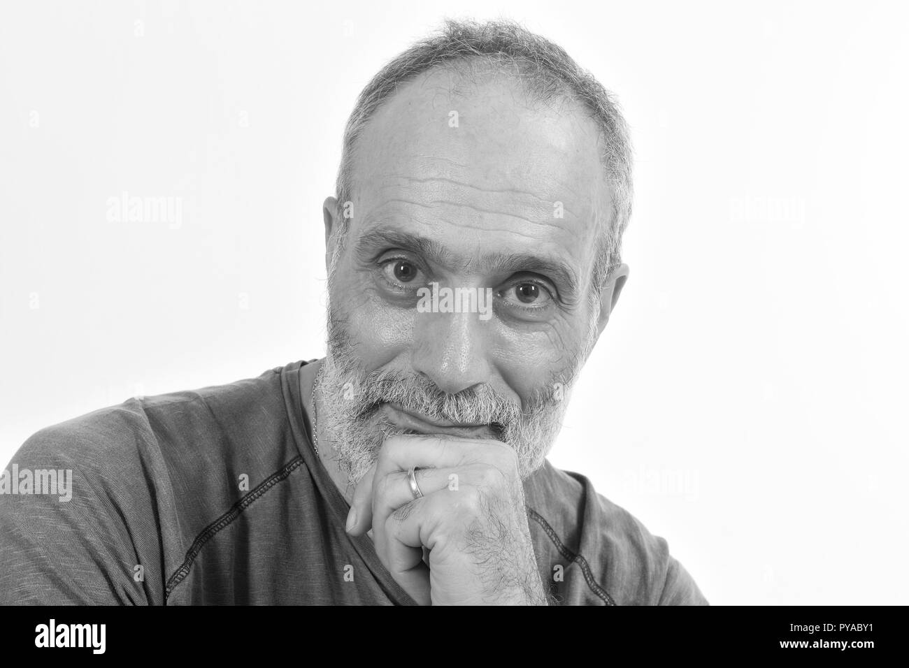 Portrait handsome positive guy Black and White Stock Photos & Images ...