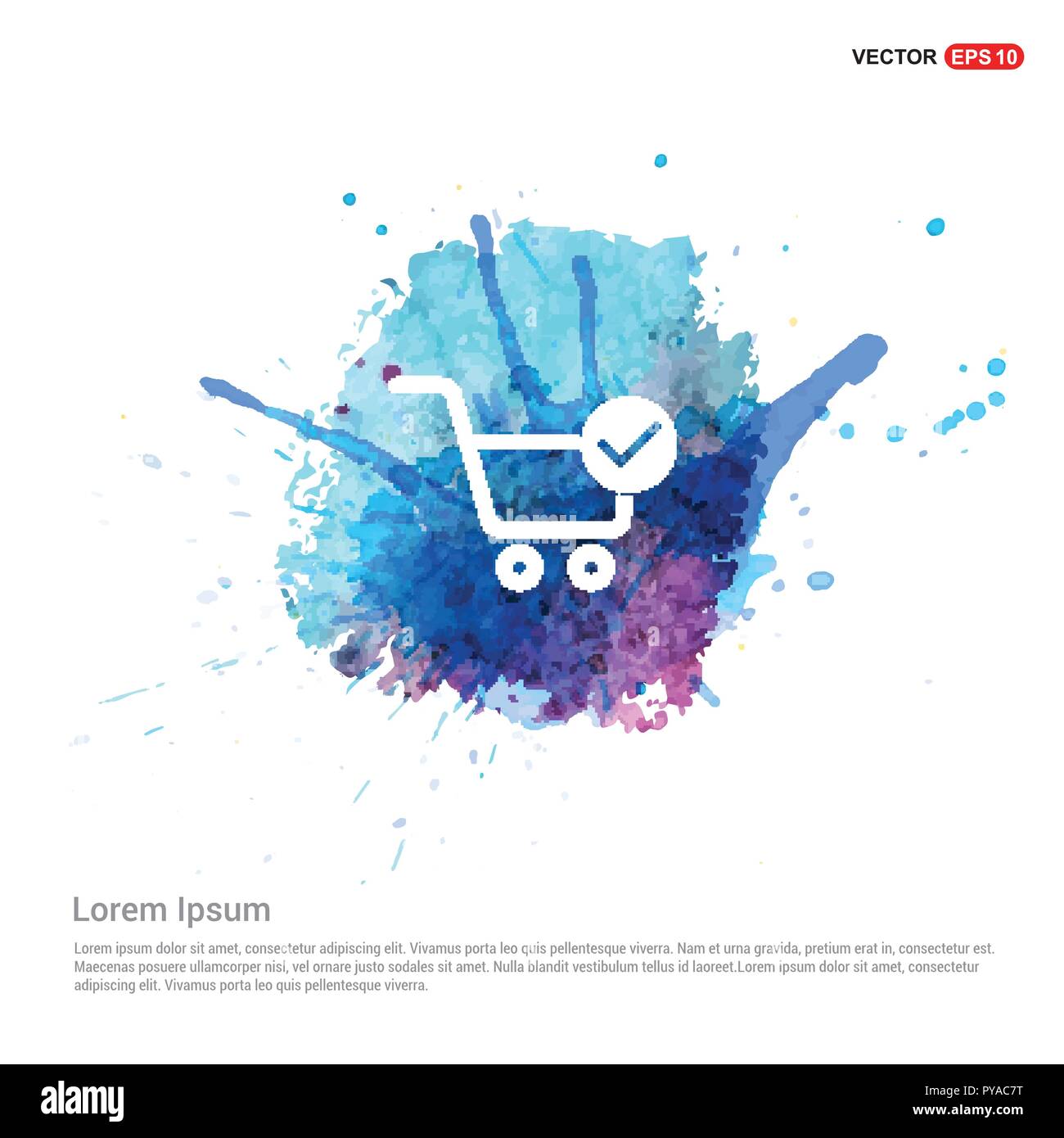 Shopping Cart and plus Sign - Watercolor Background Stock Vector Image ...