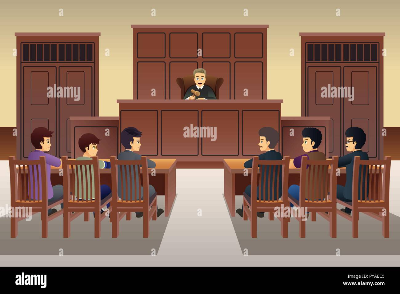 A vector illustration of People in Court Scene Stock Vector Image & Art ...