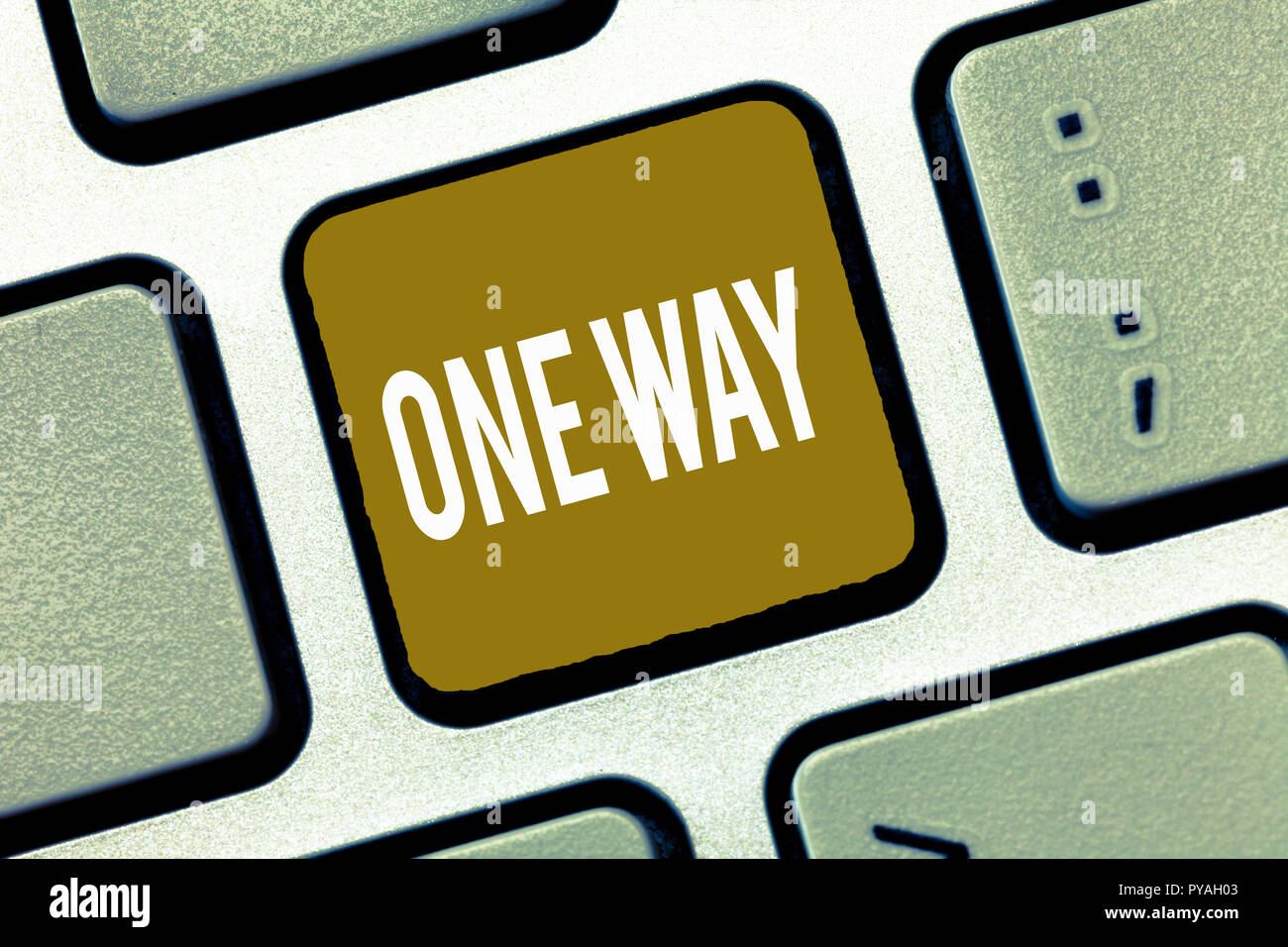 Handwriting text One Way. Concept meaning Only direction Street sign ...