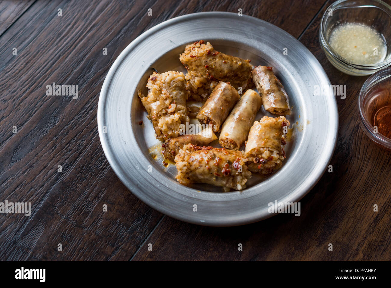 Turkish Food Minced Meat and Rice Stuffed Sheep Bowel Mumbar Dolma ...