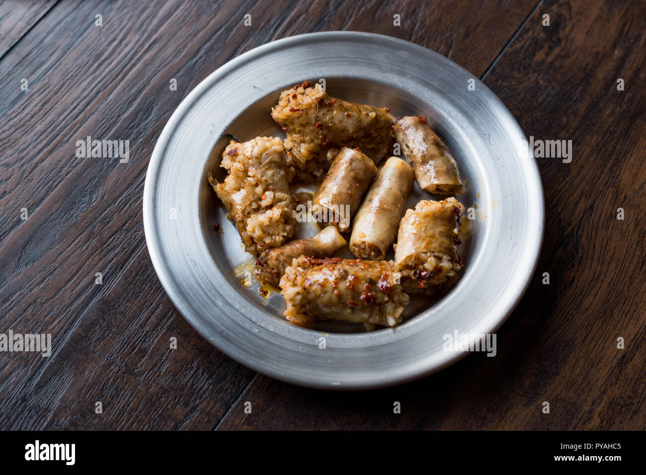 Turkish Food Minced Meat and Rice Stuffed Sheep Bowel Mumbar Dolma ...