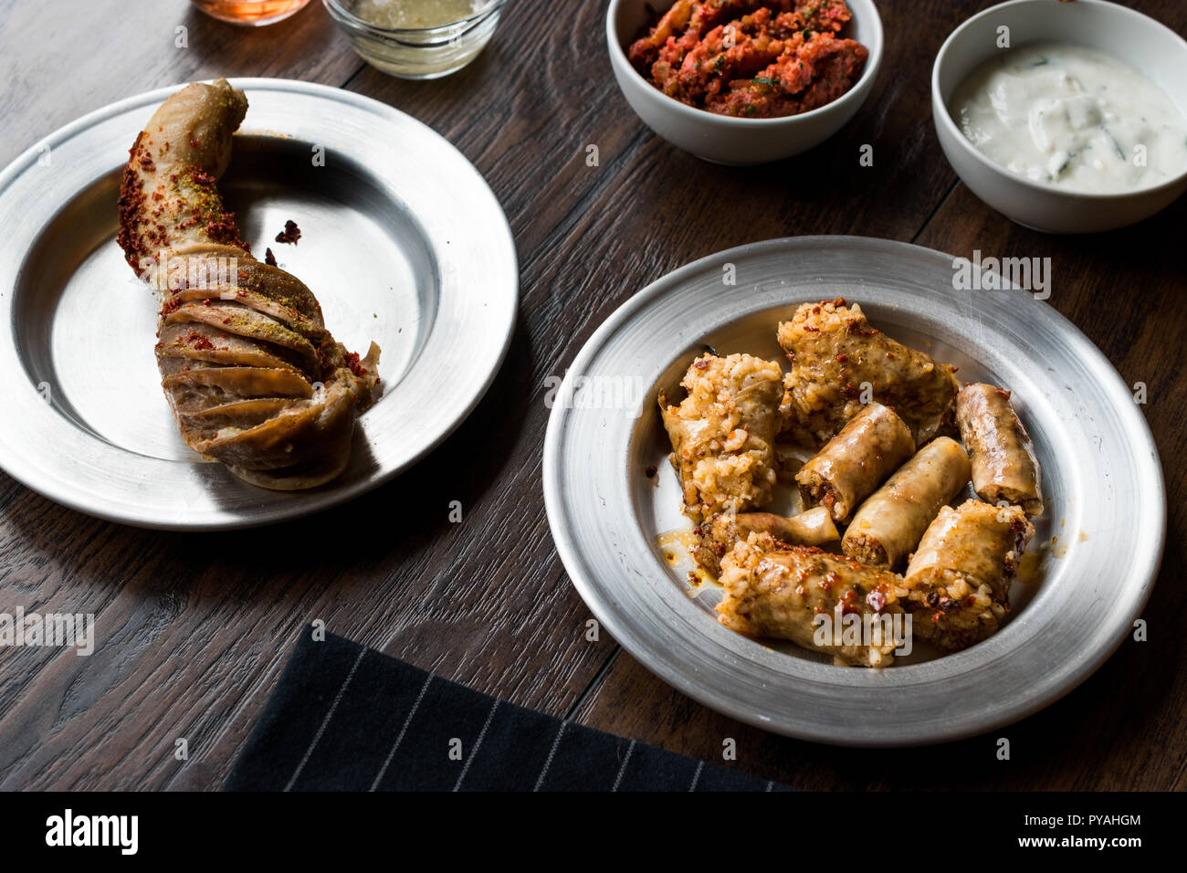 Turkish Food Minced Meat and Rice Stuffed Tripe Mumbar Dolma with ...