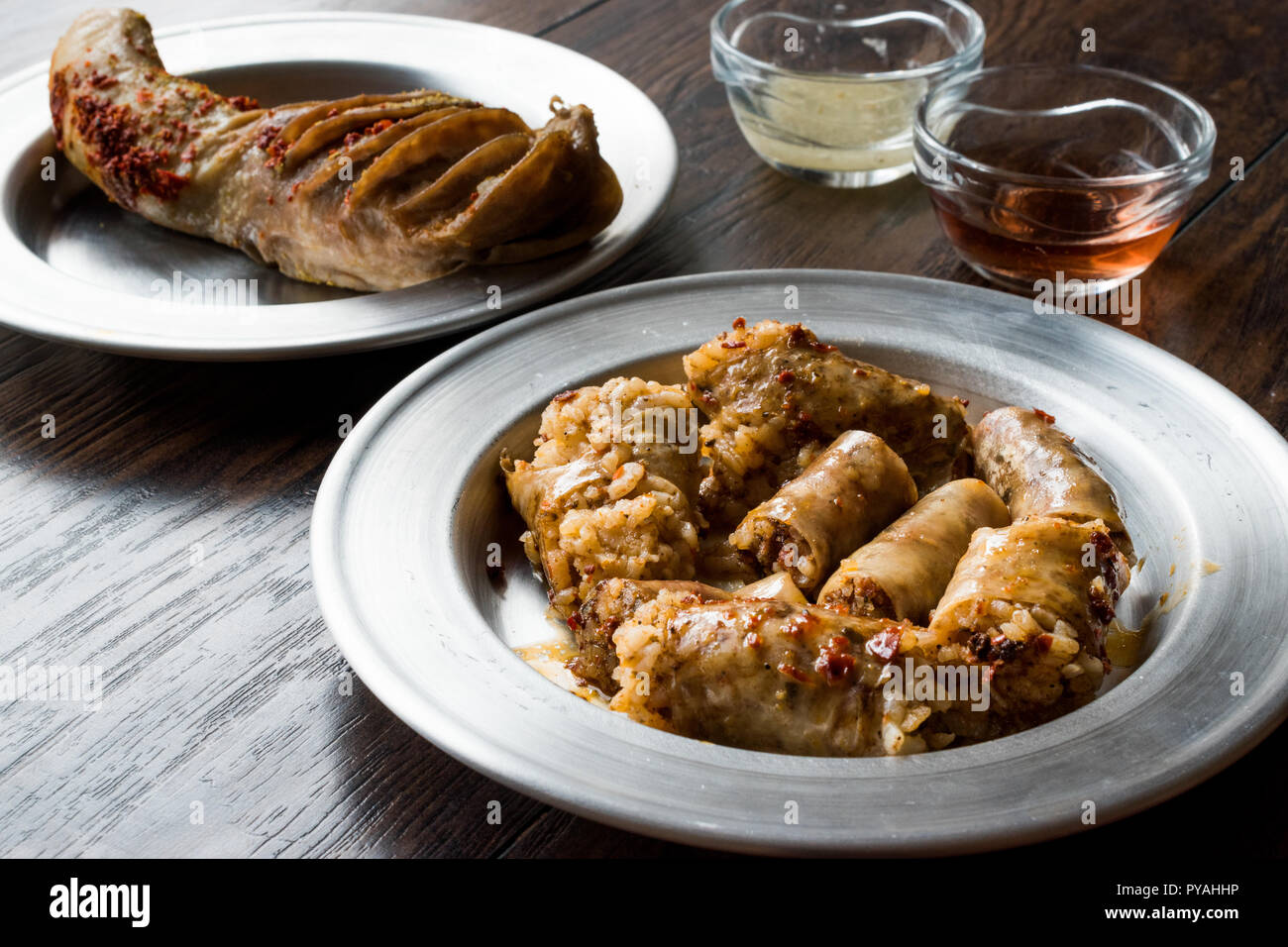 Turkish Food Minced Meat and Rice Stuffed Tripe Mumbar Dolma with ...