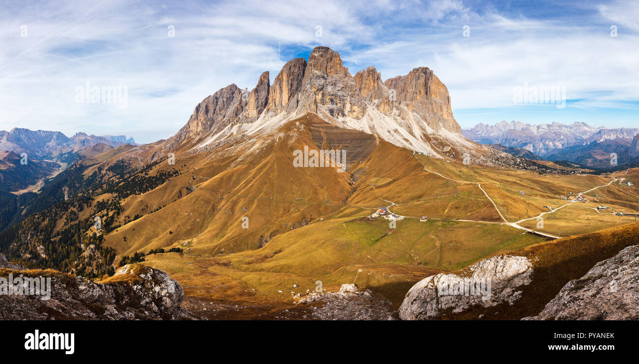 A group of high rock peaks above mountain valley Stock Photo - Alamy