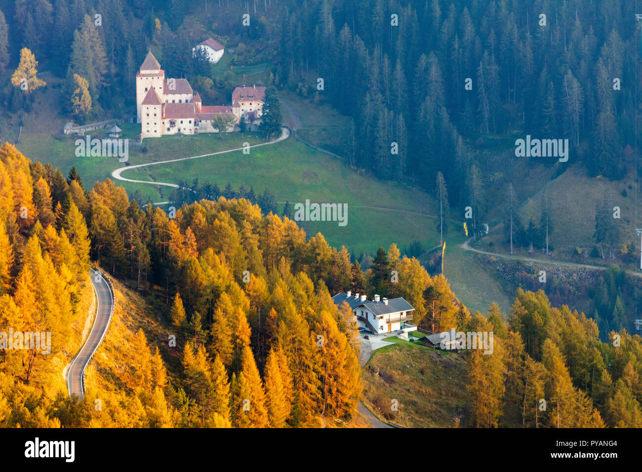 Road to a medieval castle in the Alps Stock Photo - Alamy