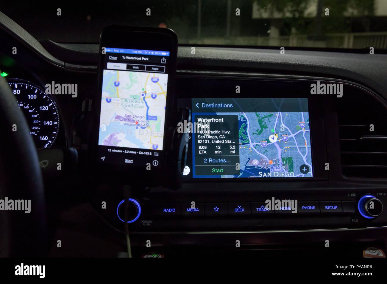 Apple's CarPlay with navigation in a Hyundai, in September 2018 ...