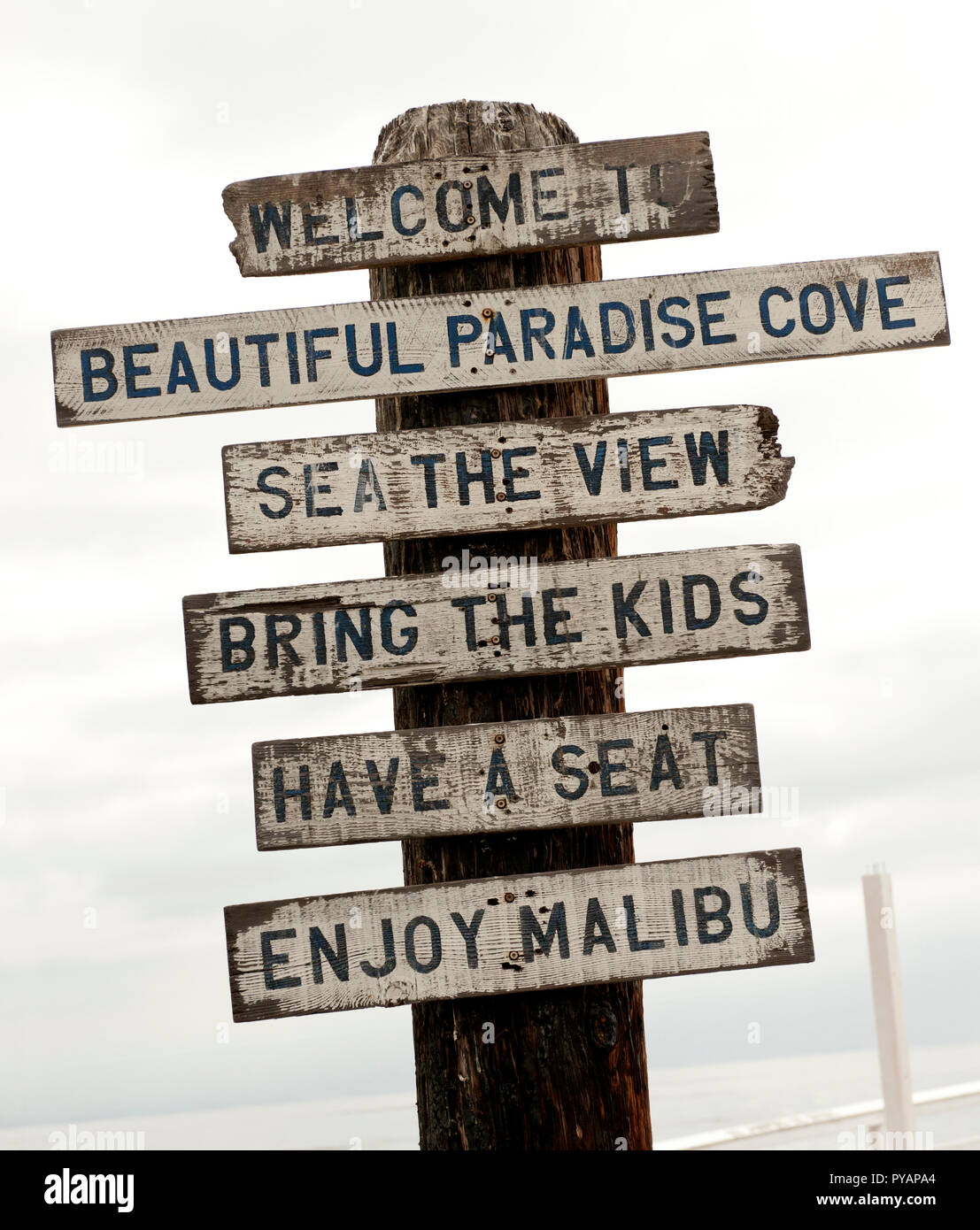 Sign on Malibu beach, Los Angeles, California, USA Stock Photo - Alamy
