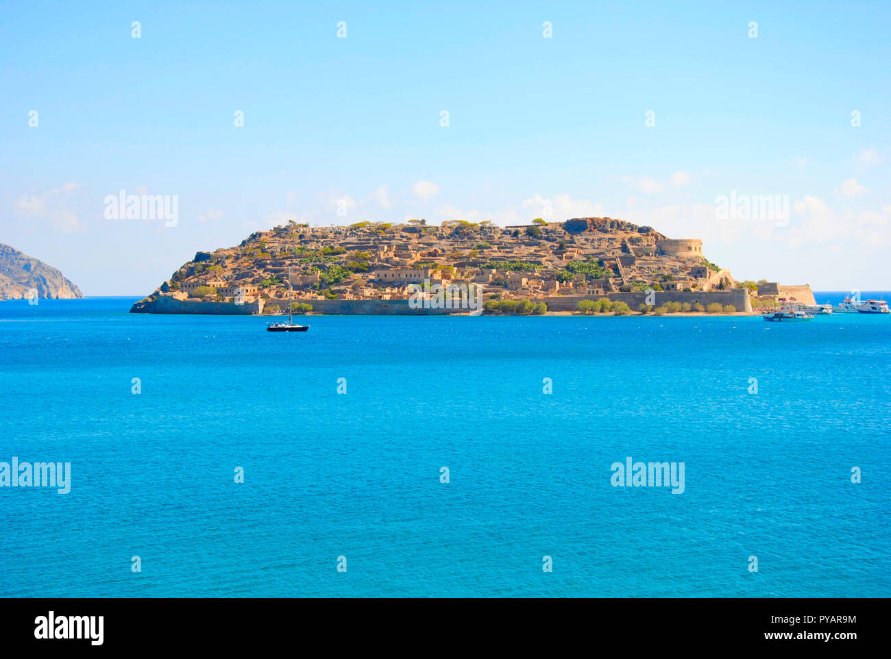 view on the Spinalonga island at Crete in Greece Stock Photo - Alamy