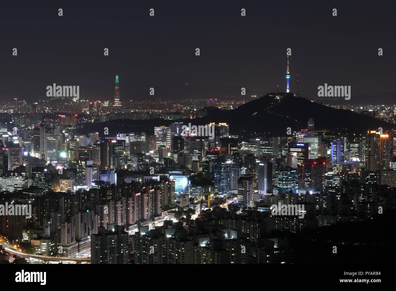 Seoul at night in Korea Stock Photo - Alamy