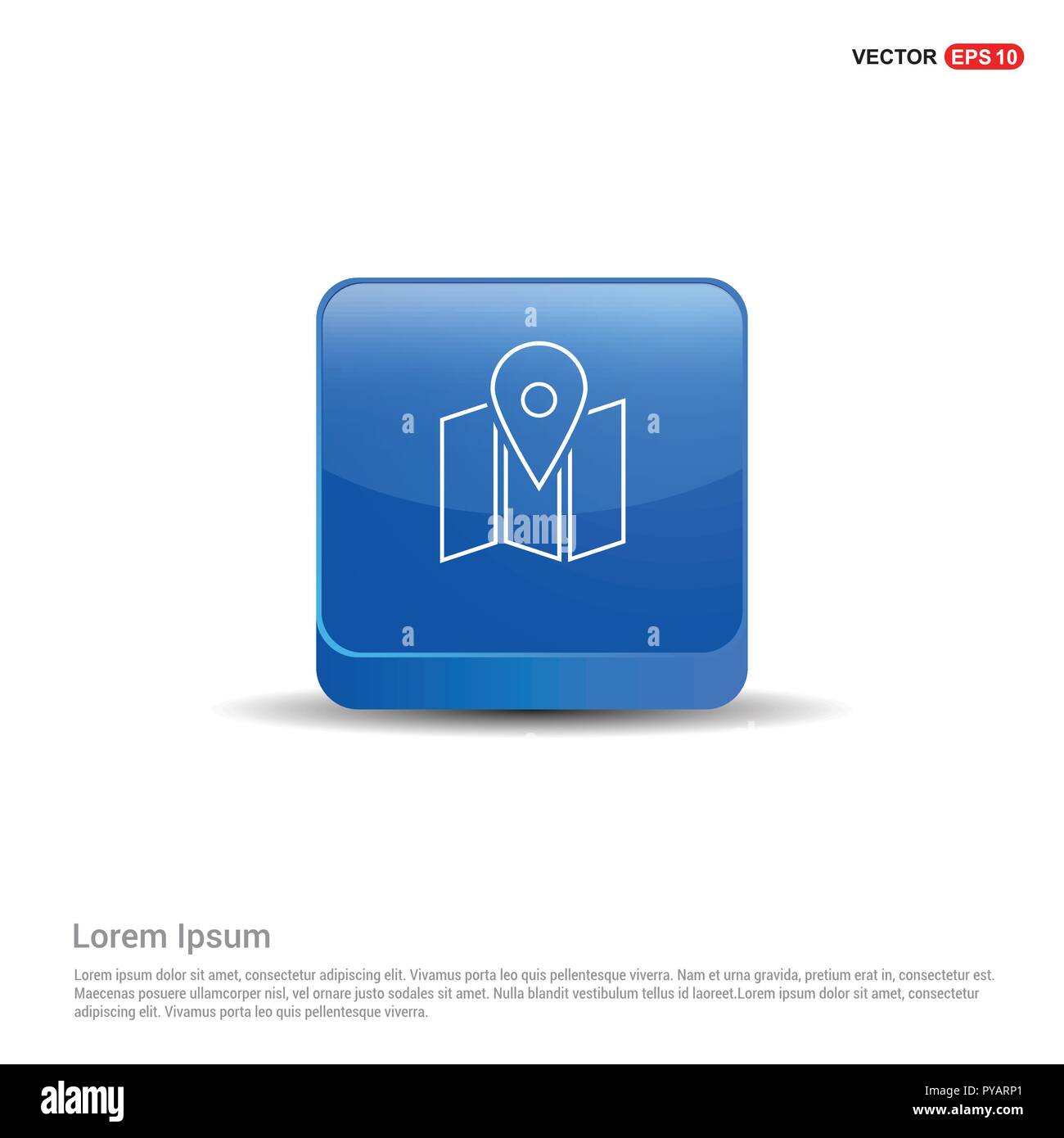 Pin on map icon - 3d Blue Button Stock Vector Image & Art - Alamy