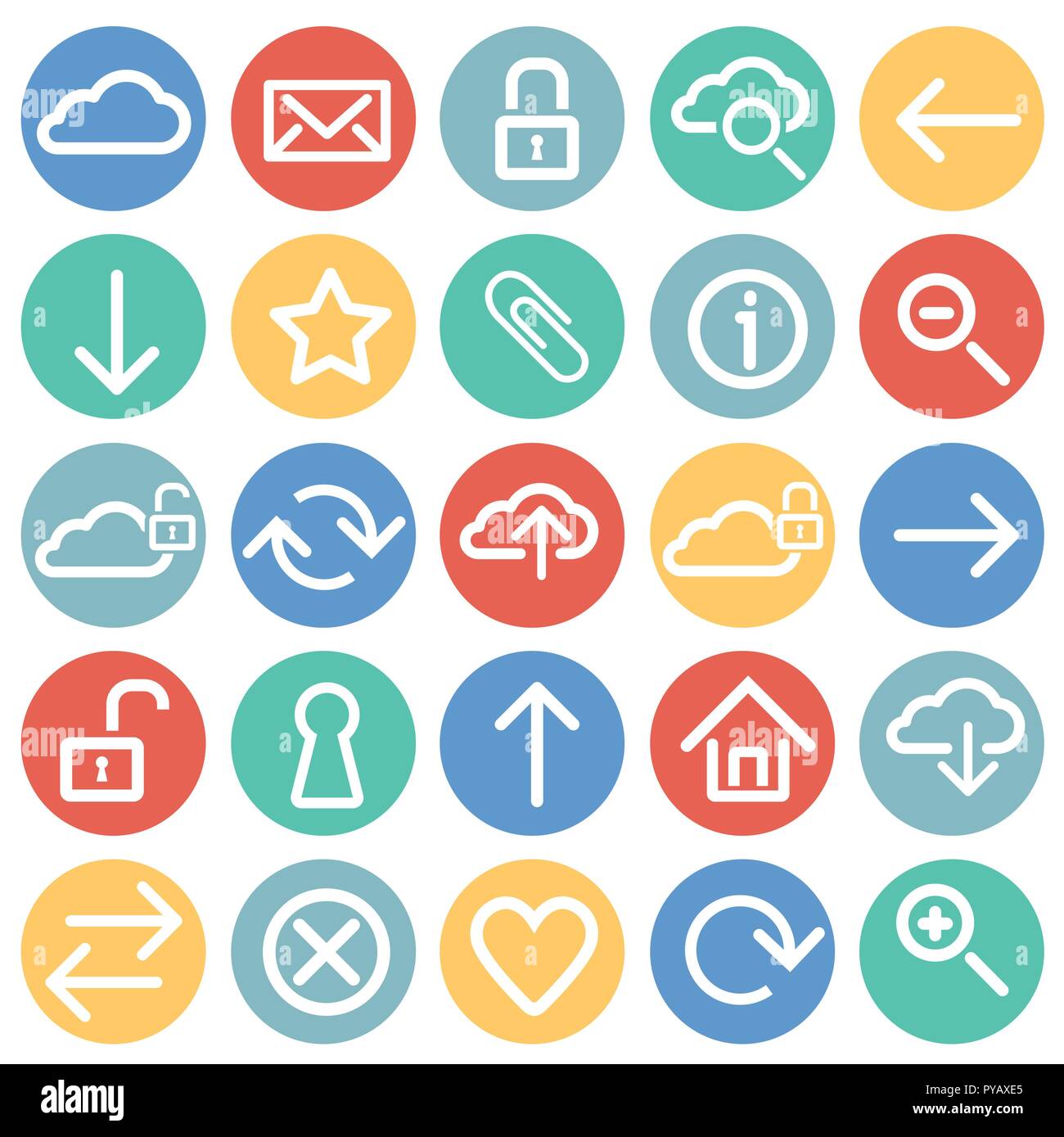 Web developer basic set on color circles white background Stock Vector ...