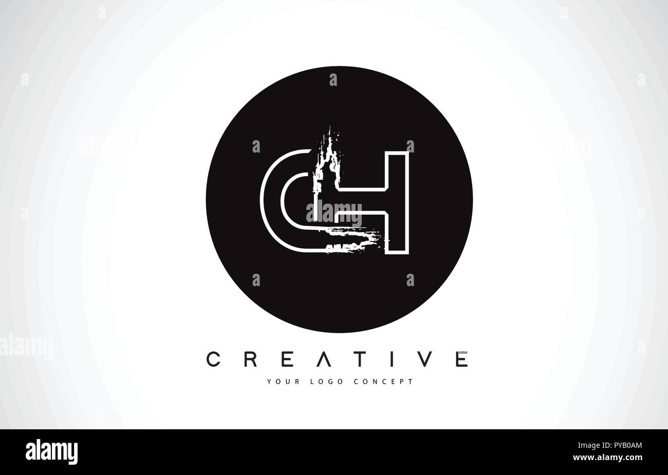 CH Modern Leter Logo Design with Black and White Monogram. Creative ...