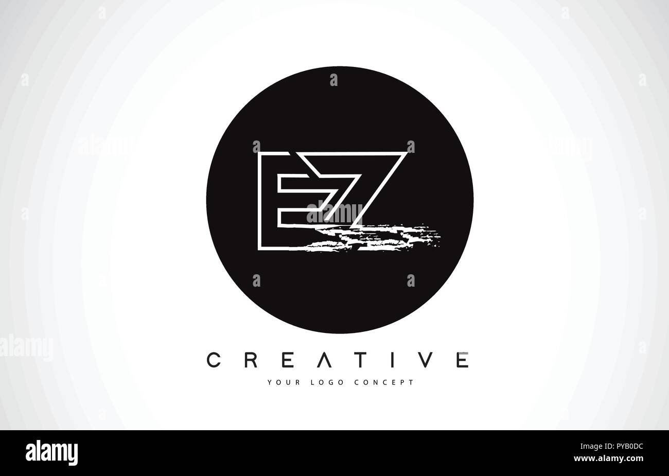 EZ Modern Leter Logo Design with Black and White Monogram. Creative ...